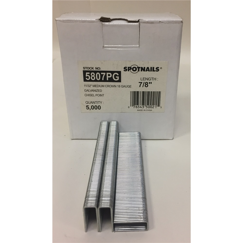 Spotnails 5807PG 7/8" Length X 5/16" Crown Width, 18 GA 92 Series ...