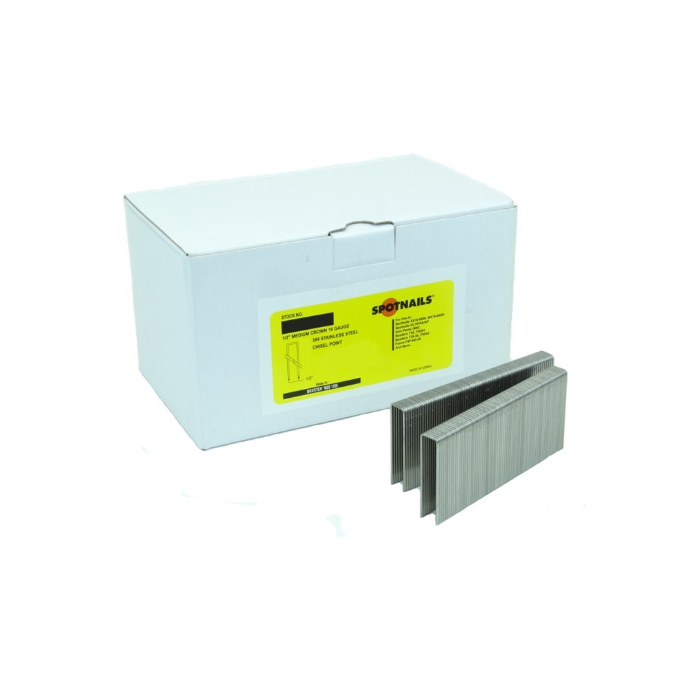 Spotnails 7614PS 1-3/4" Length X 1/2" Crown Width 16 GA Stainless Steel ...